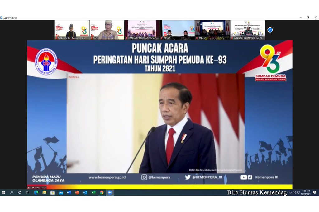 Wamendag Menghadiri Puncak Acara Hari Sumpah Pemuda Ke 93 Tahun 2021